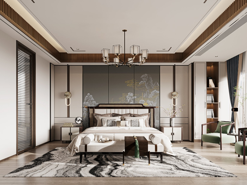 新中式卧室_Hy千墨-站酷ZCOOL