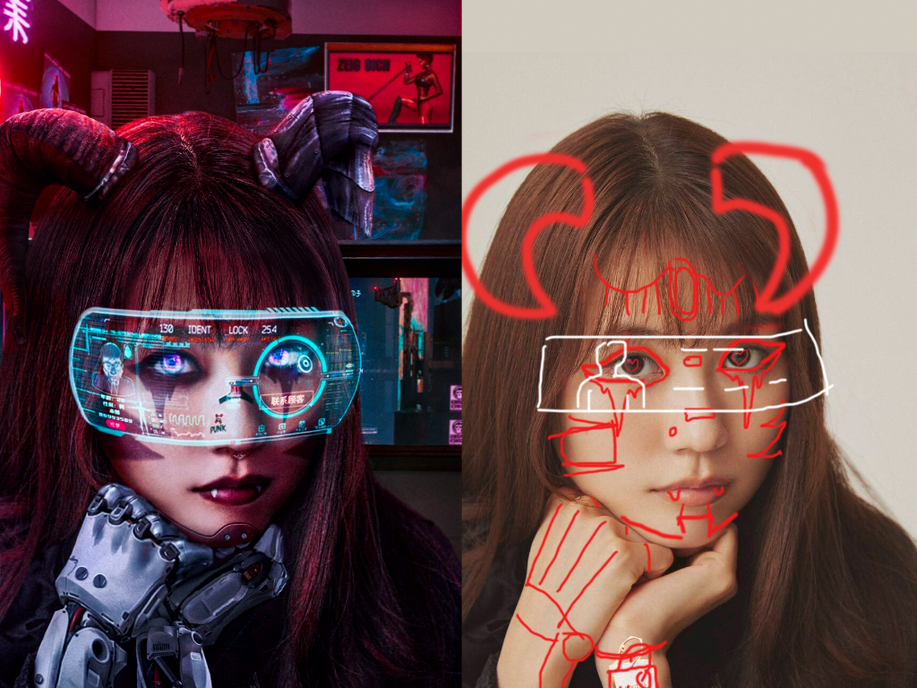 【PS合成】2077年正在联系顾客的赛博魅魔，有村架纯_狗海盗-站酷ZCOOL