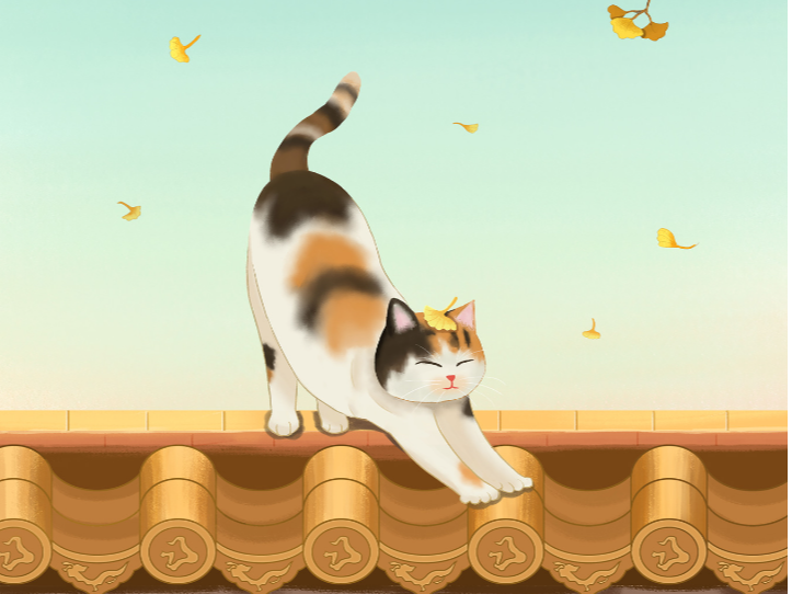 猫咪节气肌理插画海报_淡然DRan-站酷ZCOOL