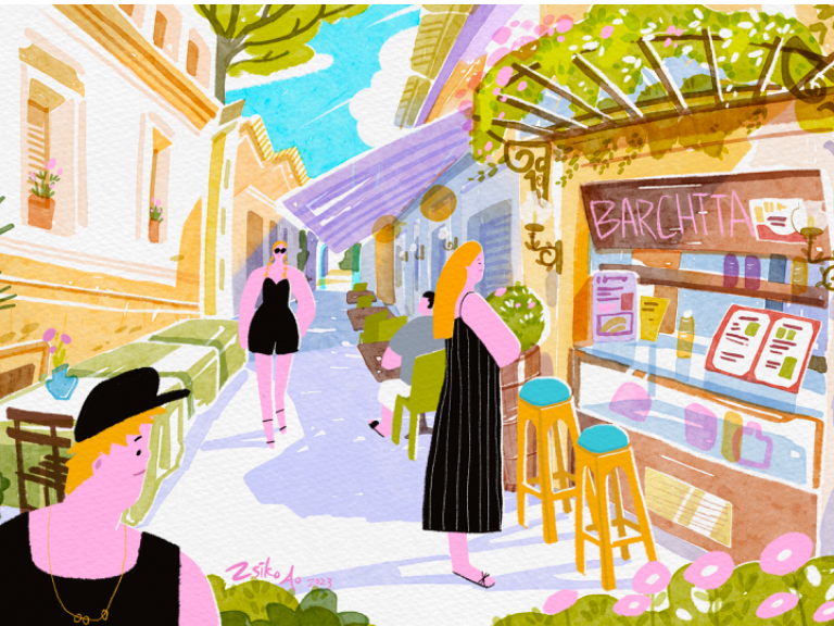 粉色小人周游世界_ZsikoAo-站酷ZCOOL