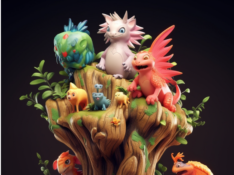 一群在树上的小怪兽-玩具雕塑_sea娜娜-站酷ZCOOL