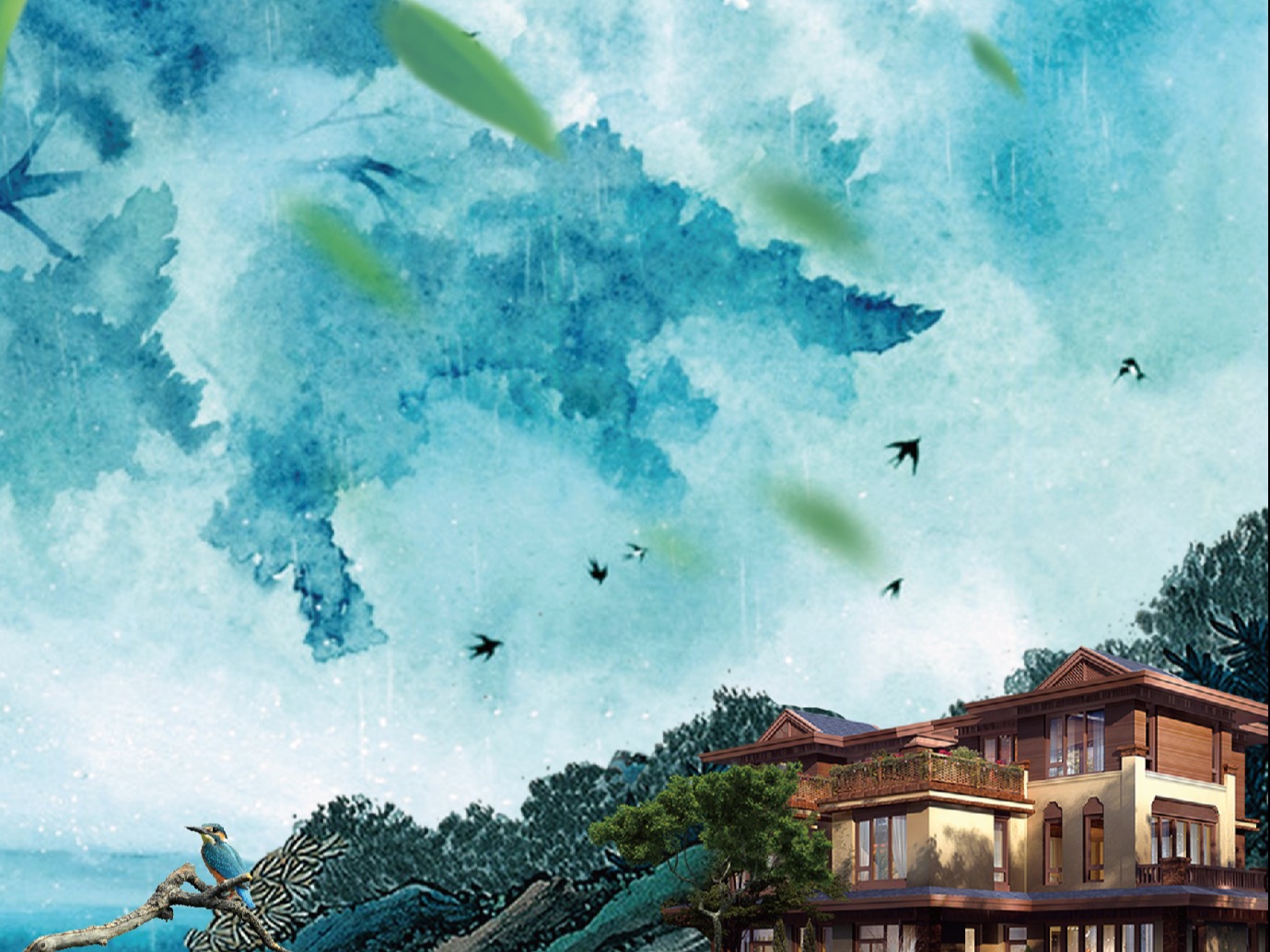 草堂山居中式别墅推广画面_DiaoGa-站酷ZCOOL