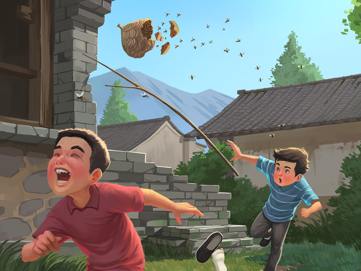 童年上房揭瓦系列_CZH-时光机-站酷ZCOOL