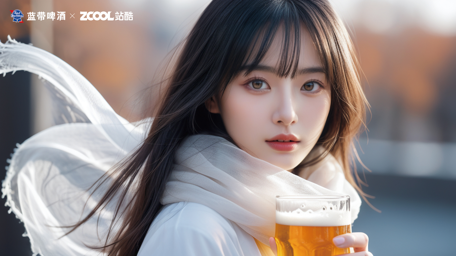 蓝带将军啤酒设计（纱巾女郎）_海潮如峰-站酷ZCOOL