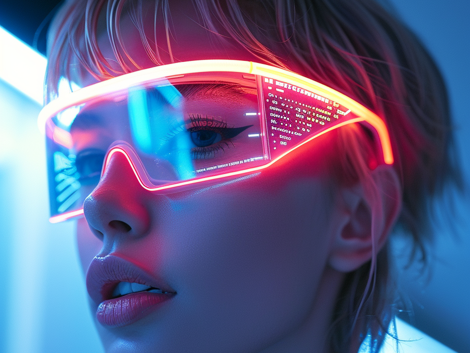 VV-Midjourney新作 | 红色荧光镜下的中性风美女_AIGC微微-站酷ZCOOL