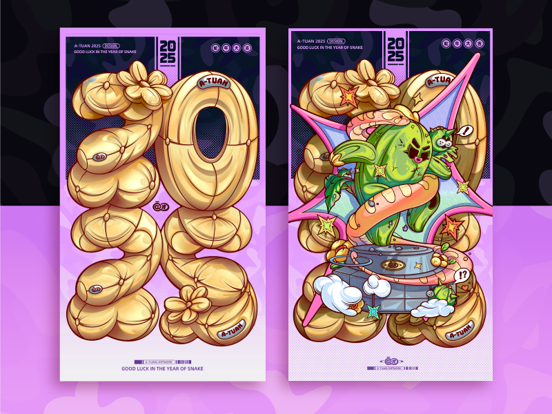原创IP形象｜"蛇年大吉"IP插画设计_l阿团l-站酷ZCOOL