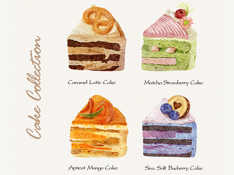 手绘插画分享 | 一些切件蛋糕_瓜总S-站酷ZCOOL