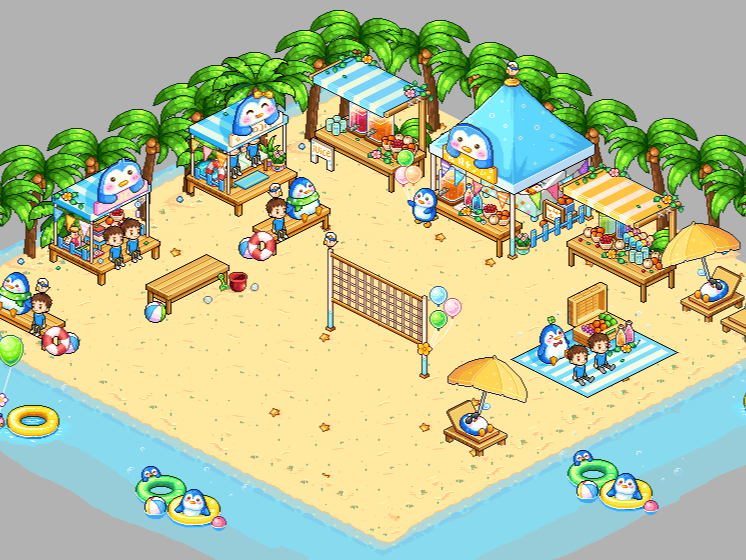 Q版像素设计-夏日沙滩_岛尾六花-站酷ZCOOL