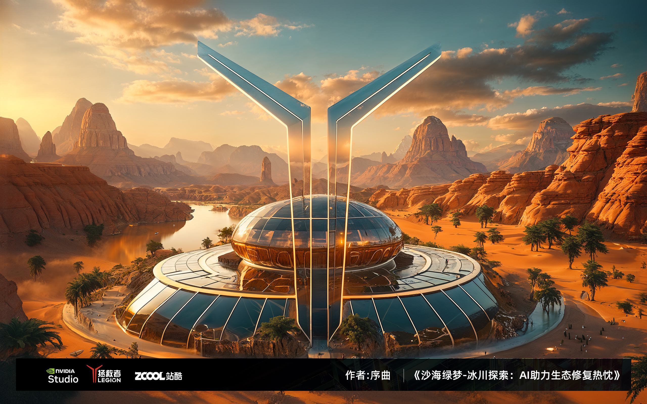 《冰川探索-沙海绿梦：AI助力生态修复热忱》_金牌序曲-站酷ZCOOL