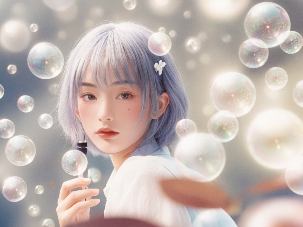 女孩与气泡_大霸天-站酷ZCOOL