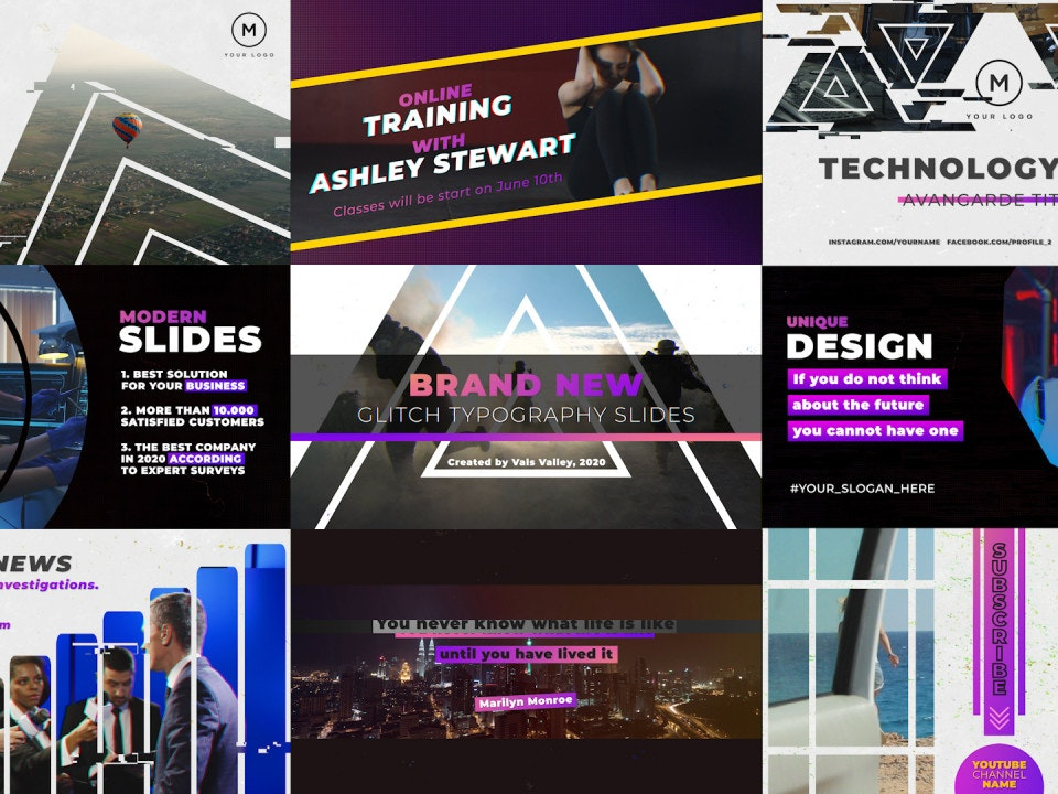 PR模板|多屏时尚故障版式效果动画标题介绍促销活动_猿文件网官方账号-站酷ZCOOL