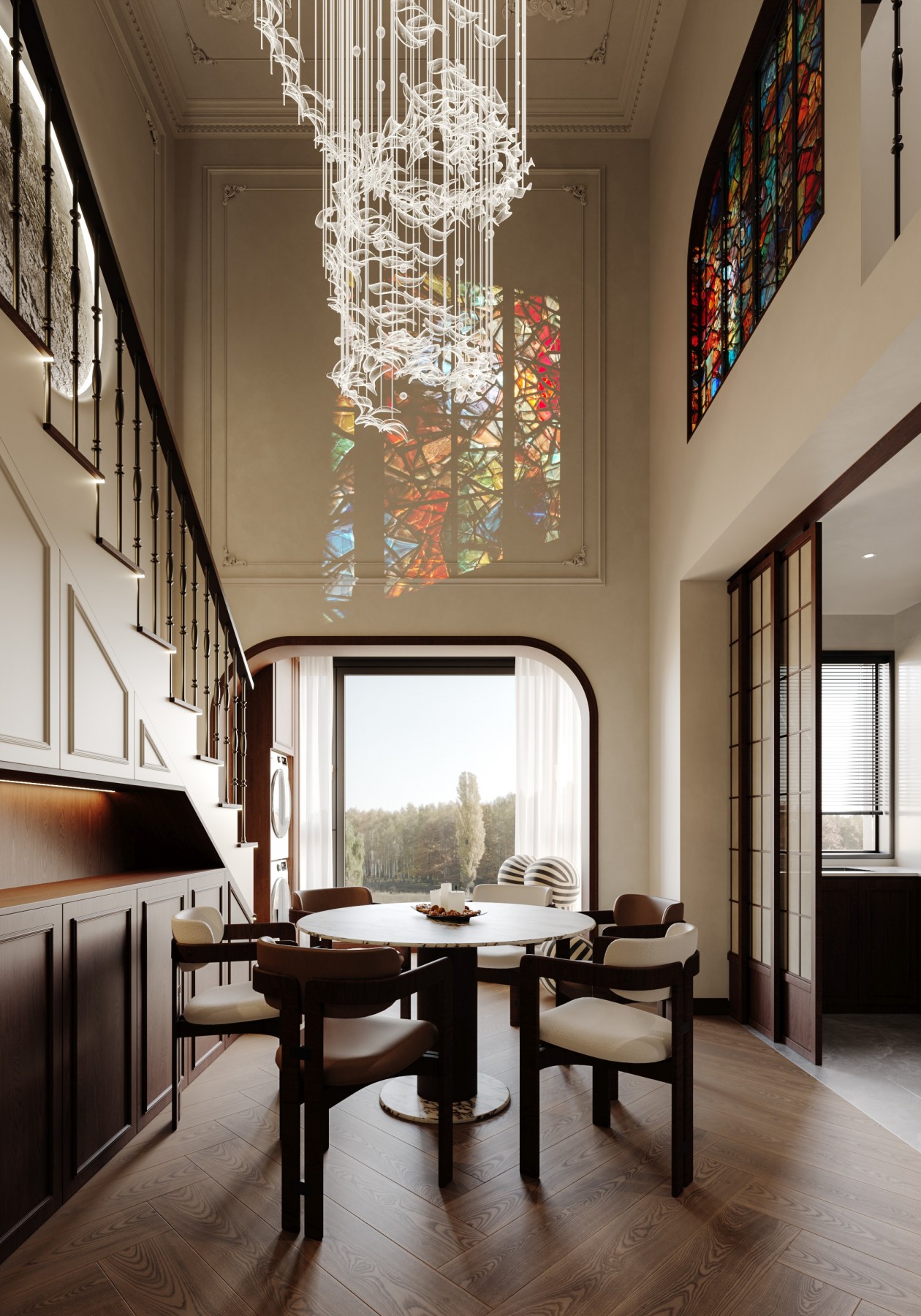 法式挑空复古loft效果图表现_王彤ing-站酷ZCOOL