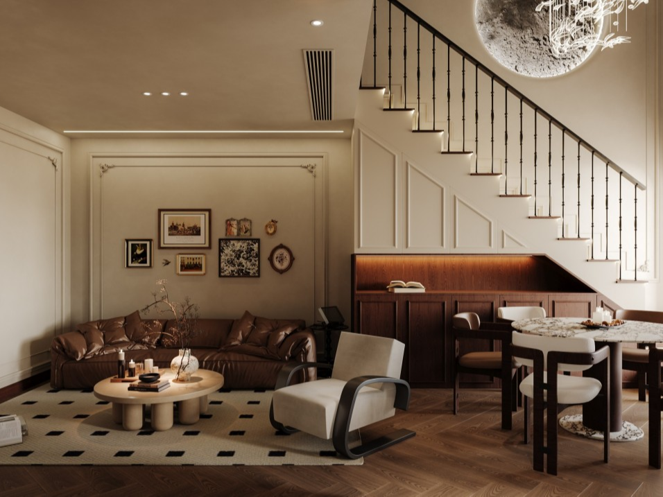 法式挑空复古loft效果图表现_王彤ing-站酷ZCOOL