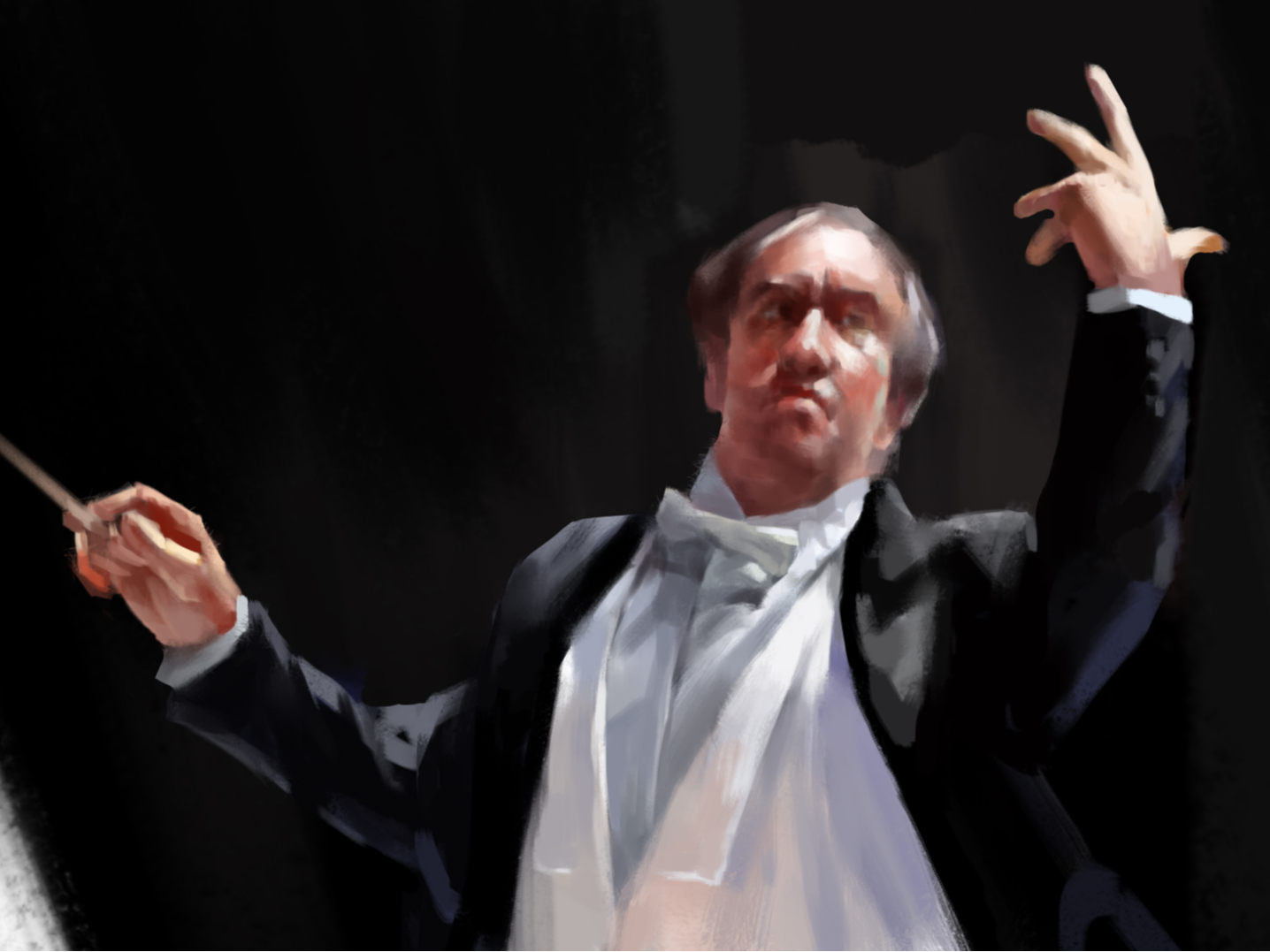 指挥（人像厚涂）_公子成数字插画-站酷ZCOOL