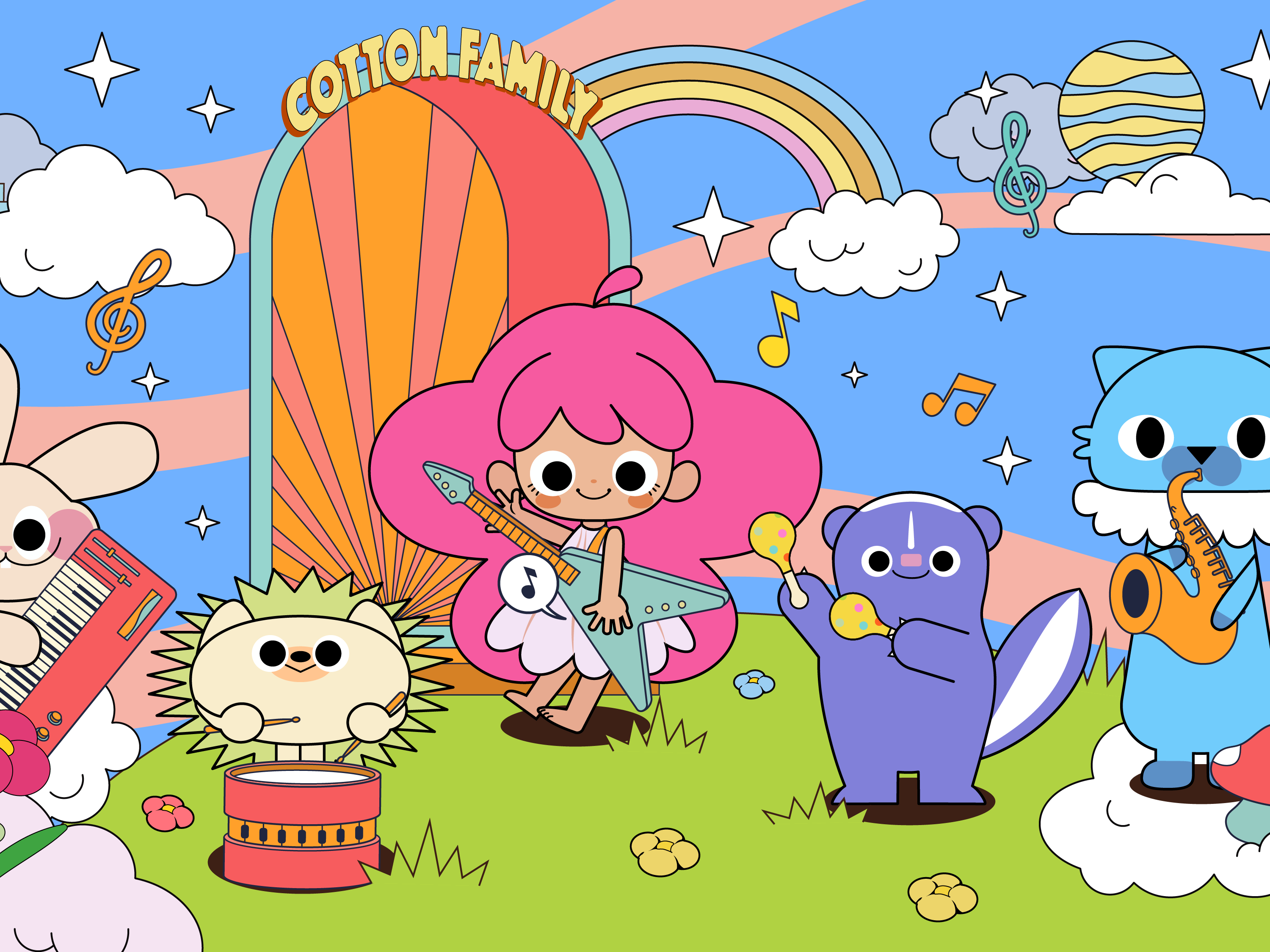 明信片品牌IP设计COTTON FAMILY_XBay卷卷羊-站酷ZCOOL