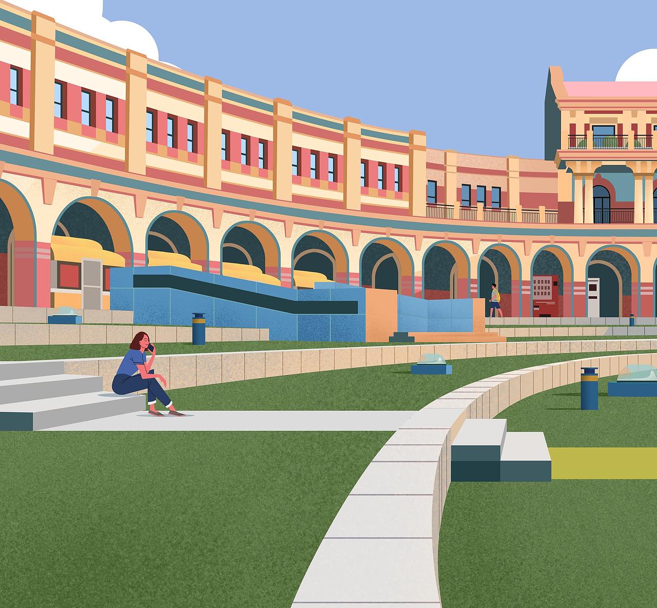 城市插画——天津民园体育场_我是DYY-站酷ZCOOL