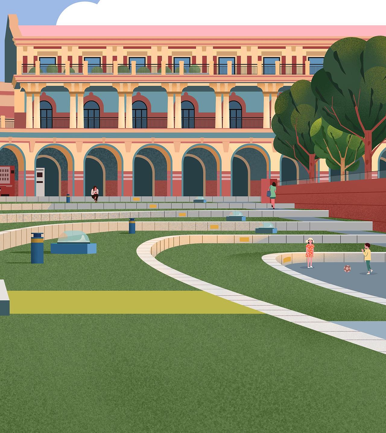 城市插画——天津民园体育场_我是DYY-站酷ZCOOL