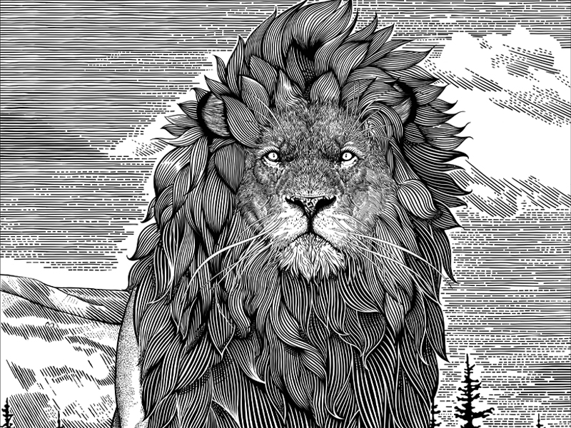 版画-狮王_jia个布-站酷ZCOOL