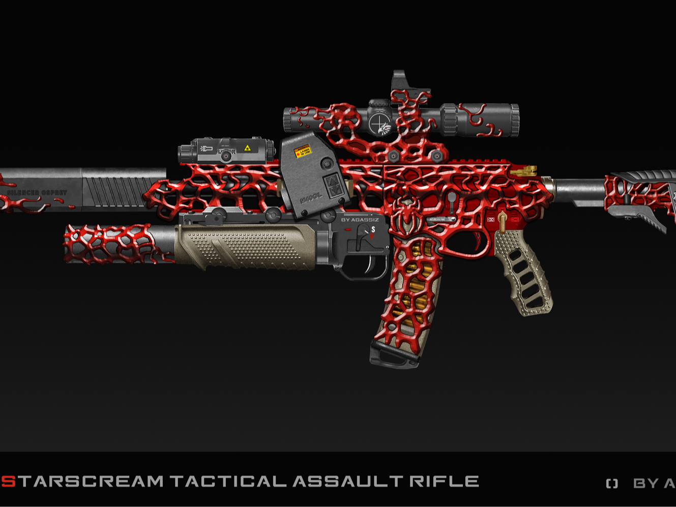 M416 红蜘蛛战术突击步枪 游戏 原画 枪械_阿加西A-站酷ZCOOL