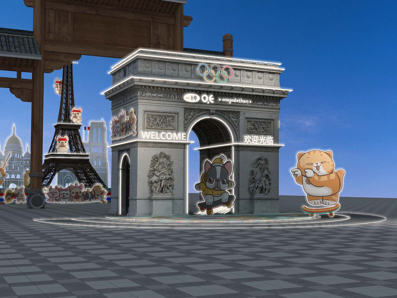 一神家族奥运会主题打卡设计3D效果图_3D设计师NG男-站酷ZCOOL