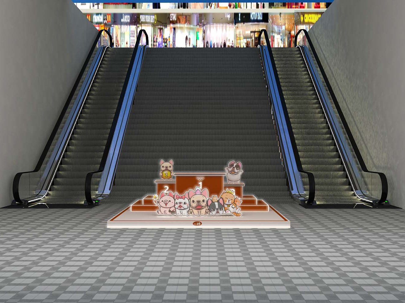 一神家族奥运主题电梯打卡位设计3D效果图_3D设计师NG男-站酷ZCOOL