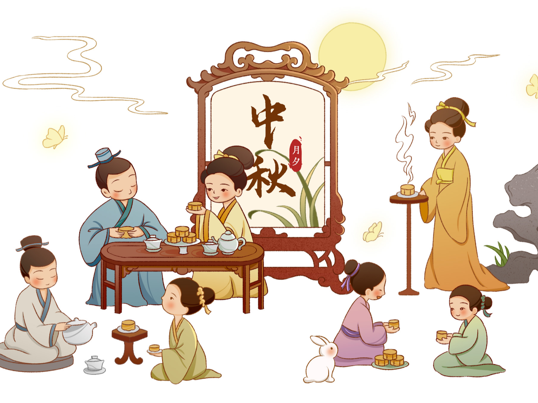 国潮风传统节日包装插画-《中秋》_露丝Tiiing-站酷ZCOOL