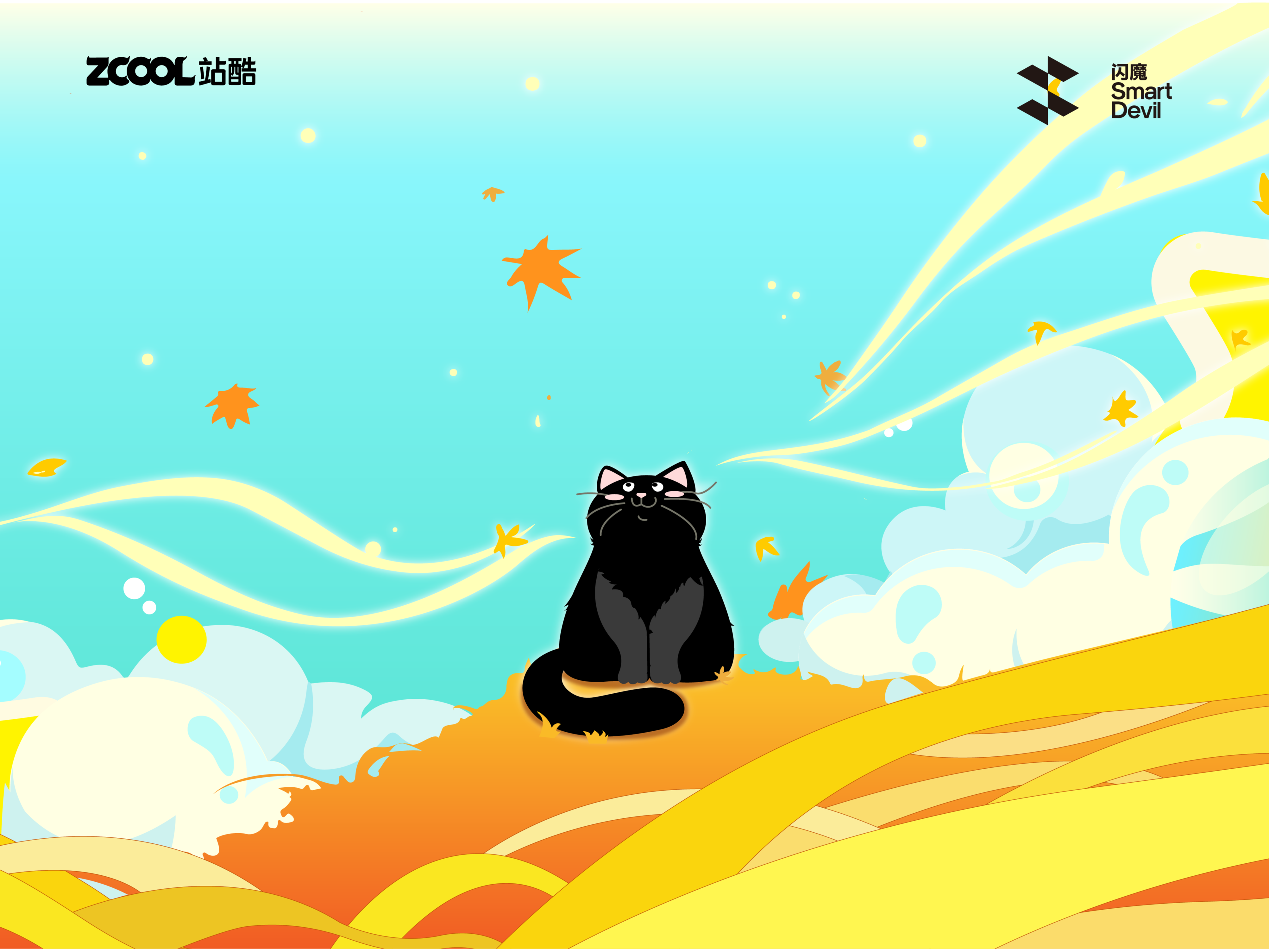 等待落叶的小猫_duomu-站酷ZCOOL