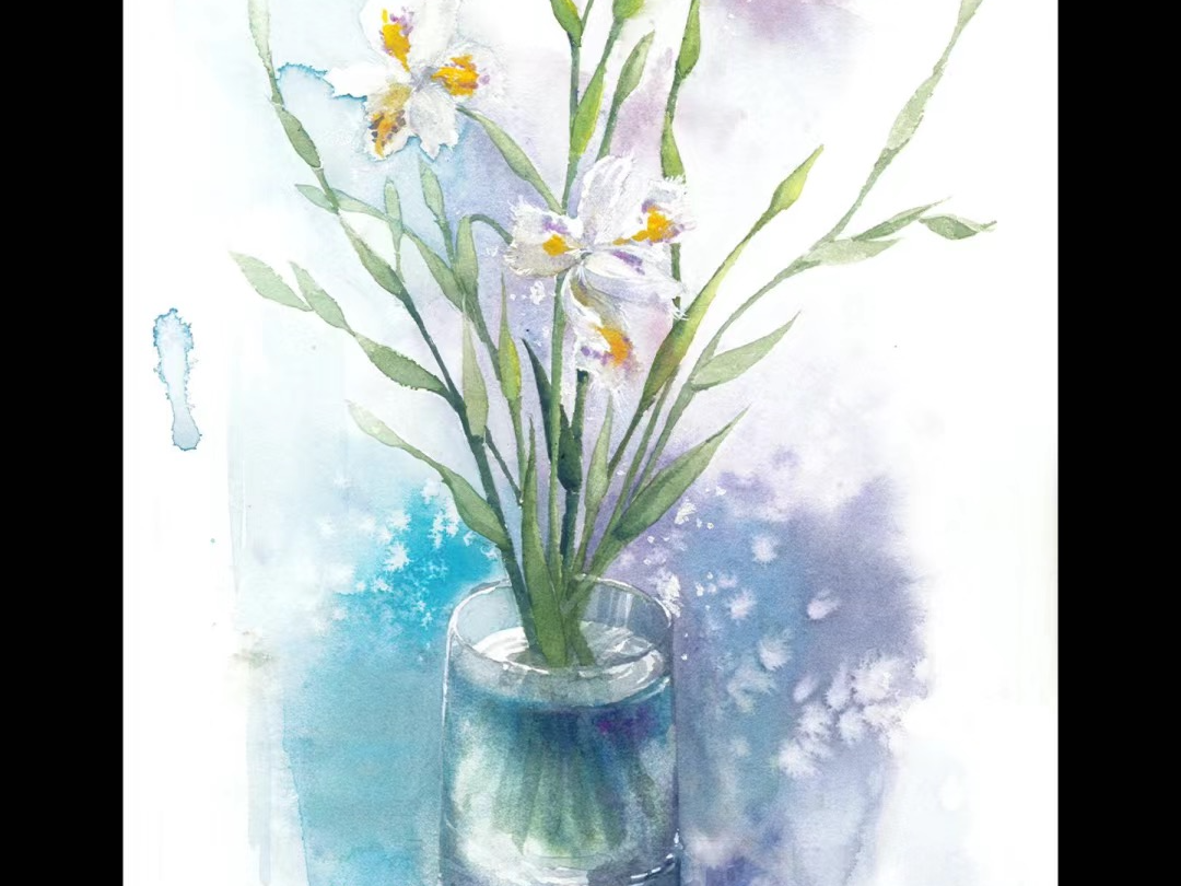 水彩-蝴蝶鸢尾_三木同-站酷ZCOOL