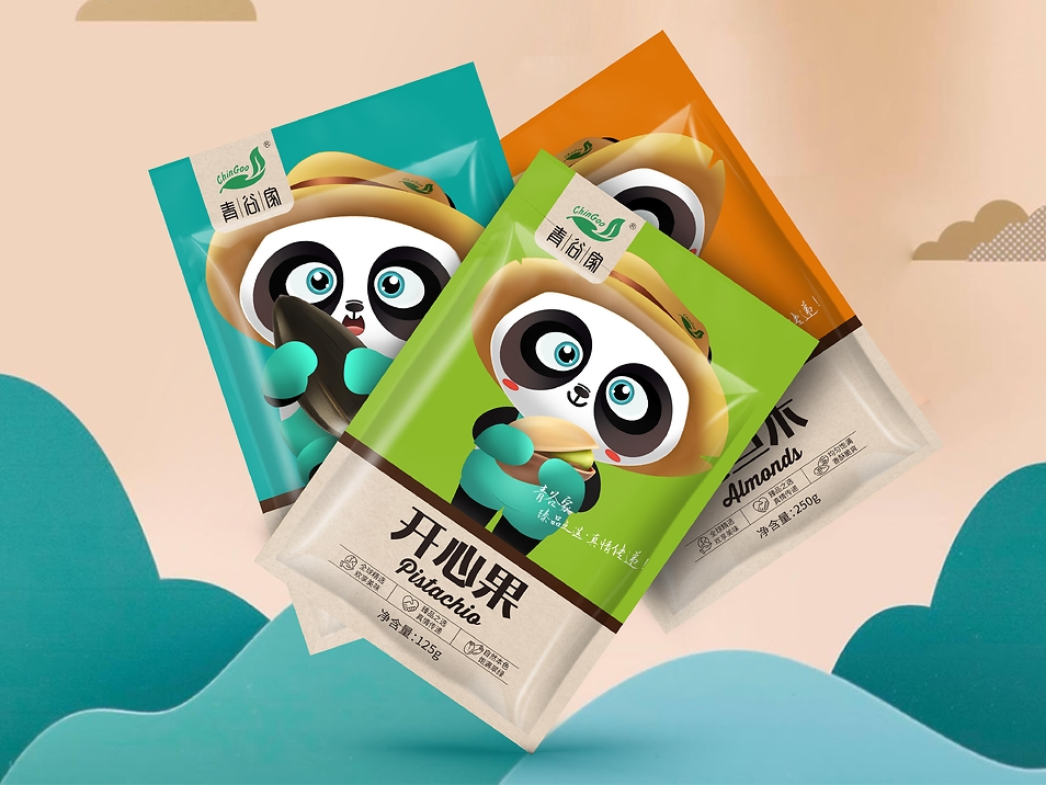 青谷家 特产 坚果包装 卡通 IP形象 VI 零食包装 插画_夏echo-站酷ZCOOL