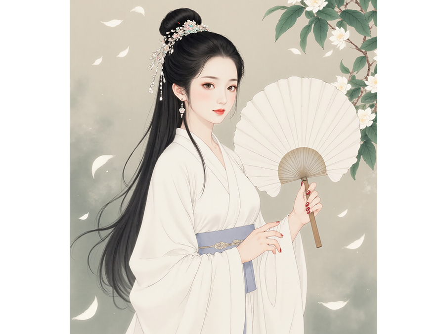 现代工笔风格AI仕女图_Amon_021-站酷ZCOOL