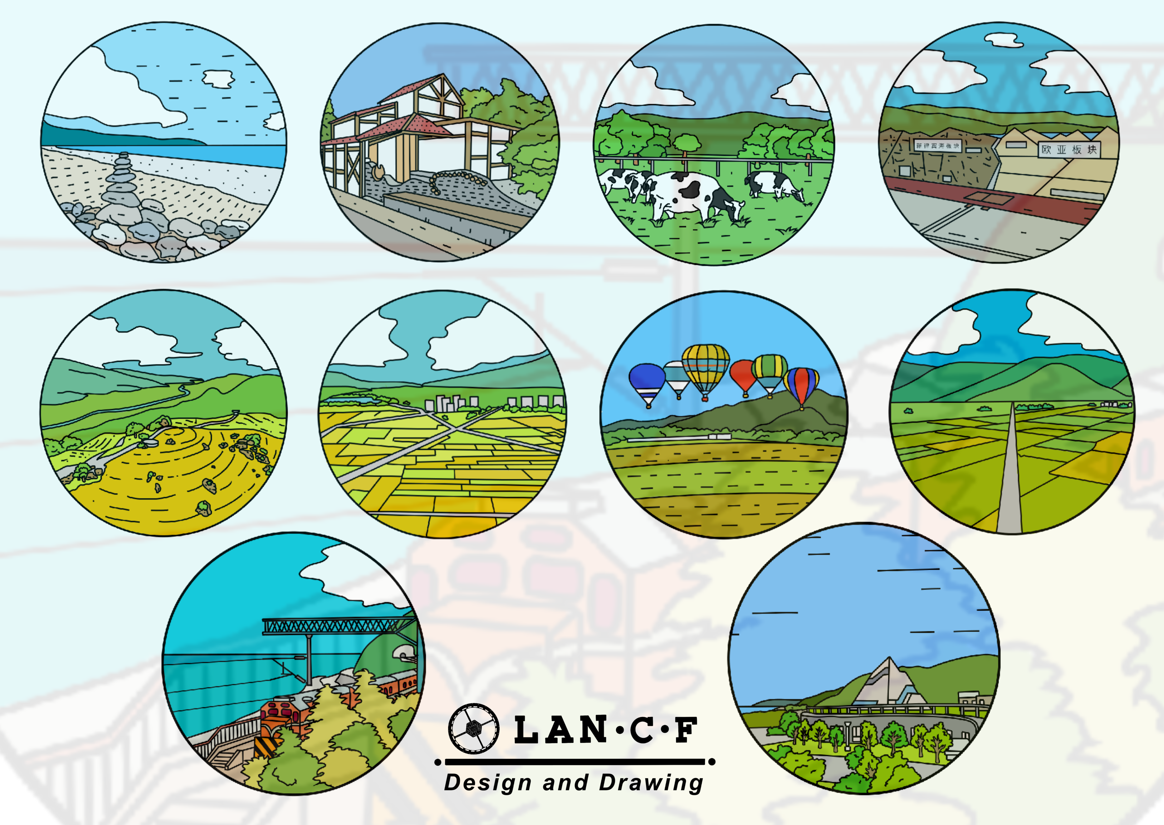 圆形风景徽章_T宝1205-站酷ZCOOL