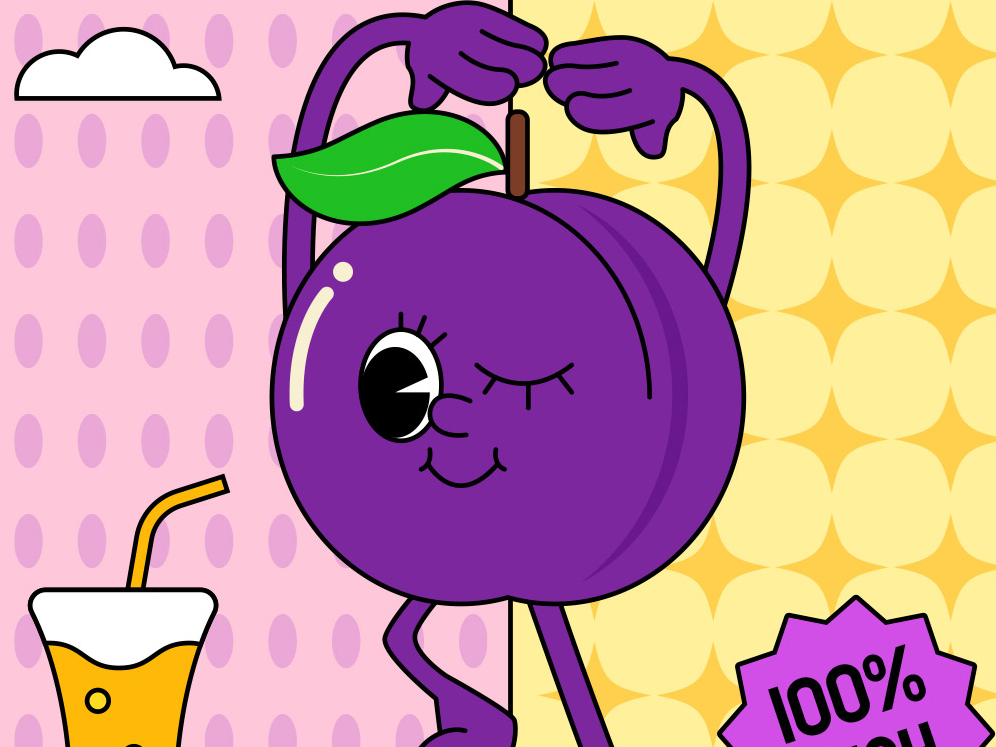 李子 水果 扁平插画_青春005-站酷ZCOOL