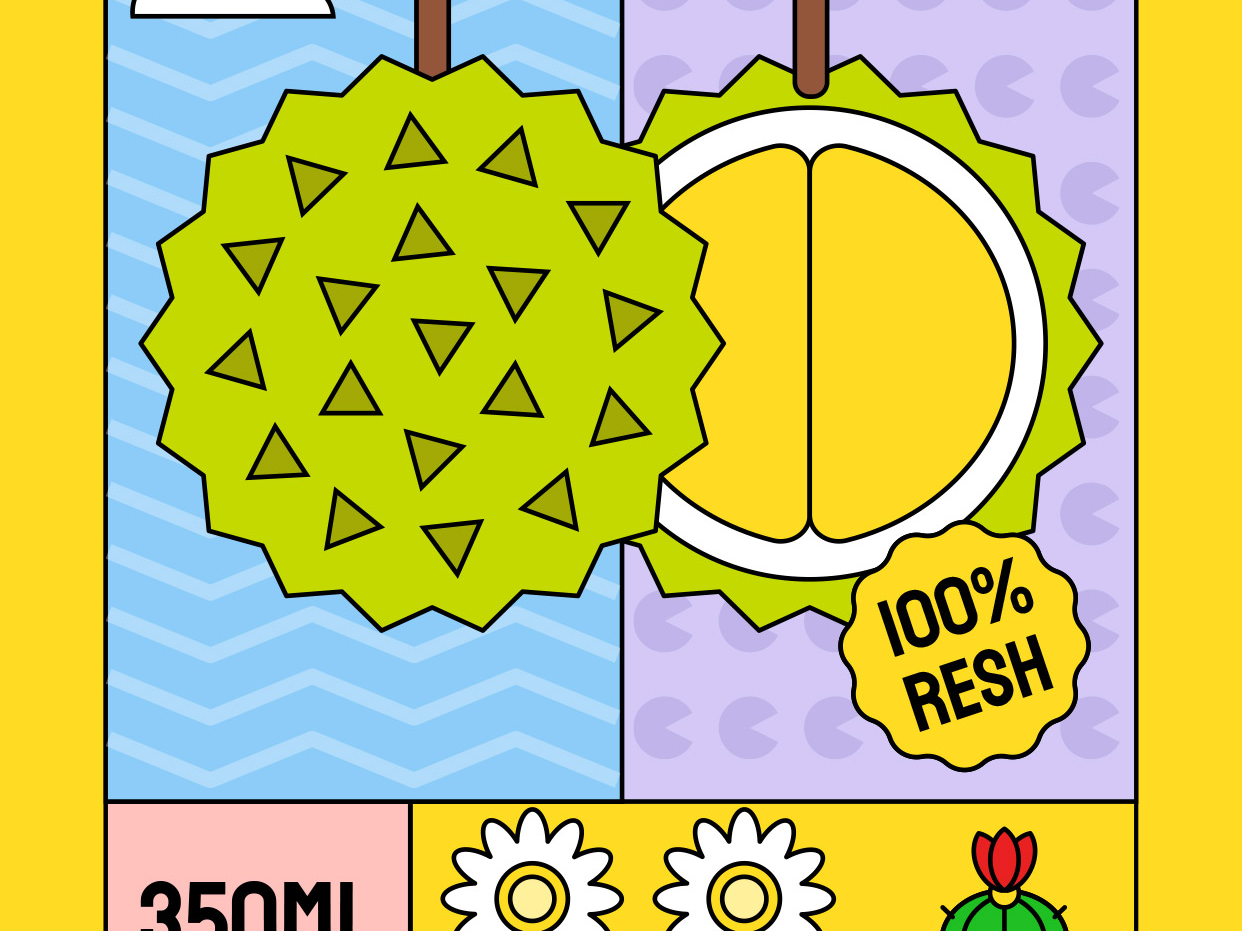 榴莲 水果 扁平插画_青春005-站酷ZCOOL