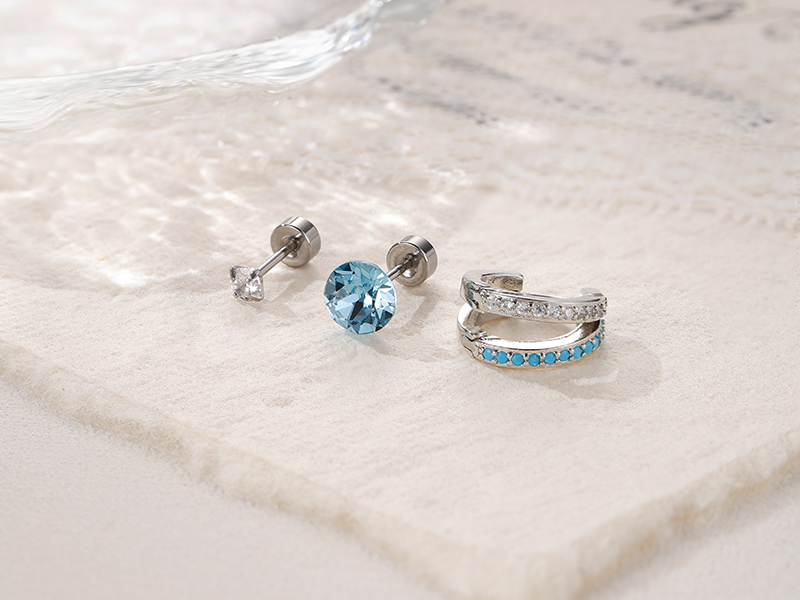 ins风蓝色耳钉_cous-站酷ZCOOL