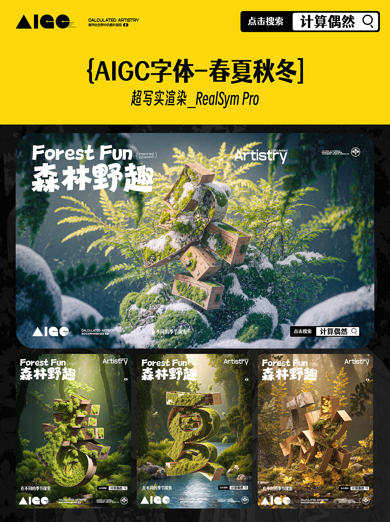 Stable Diffusion｜AIGC字体海报｜森林野趣_计算偶然-站酷ZCOOL