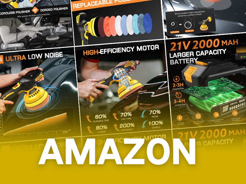 汽车配件 汽车抛光机-Amazon案例 亚马逊主副图A+设计_亚马逊设计工作室-站酷ZCOOL