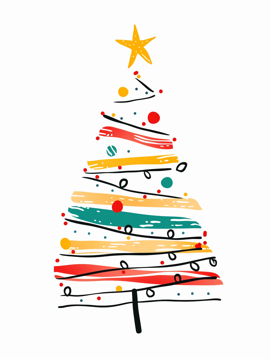 可爱线条圣诞树_阿柴柴柴99999-站酷ZCOOL