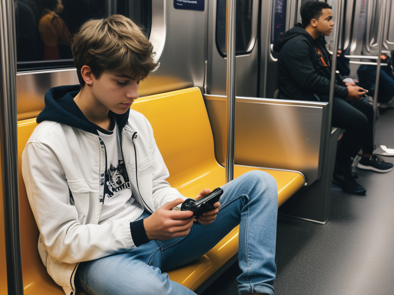 少年在地铁里玩游戏_AAAAA平安喜乐-站酷ZCOOL