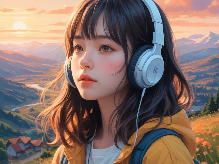 听音乐的女孩_Gagahand-站酷ZCOOL