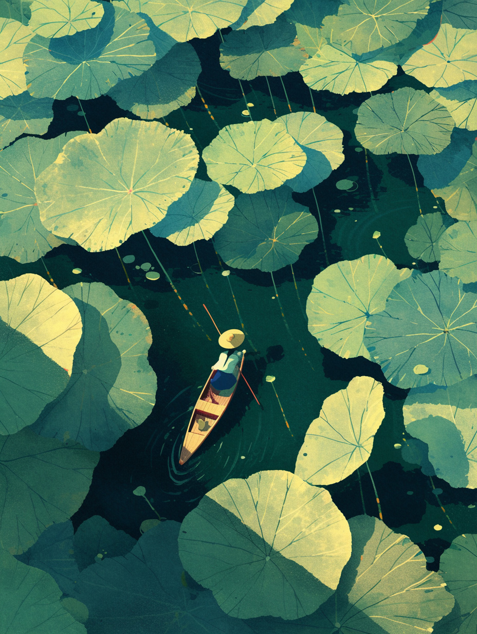 俯视视角荷叶_周周12323-站酷ZCOOL