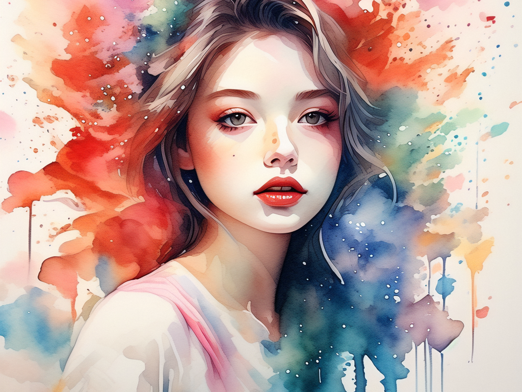 水彩画——美丽的女生_APTAPT-站酷ZCOOL