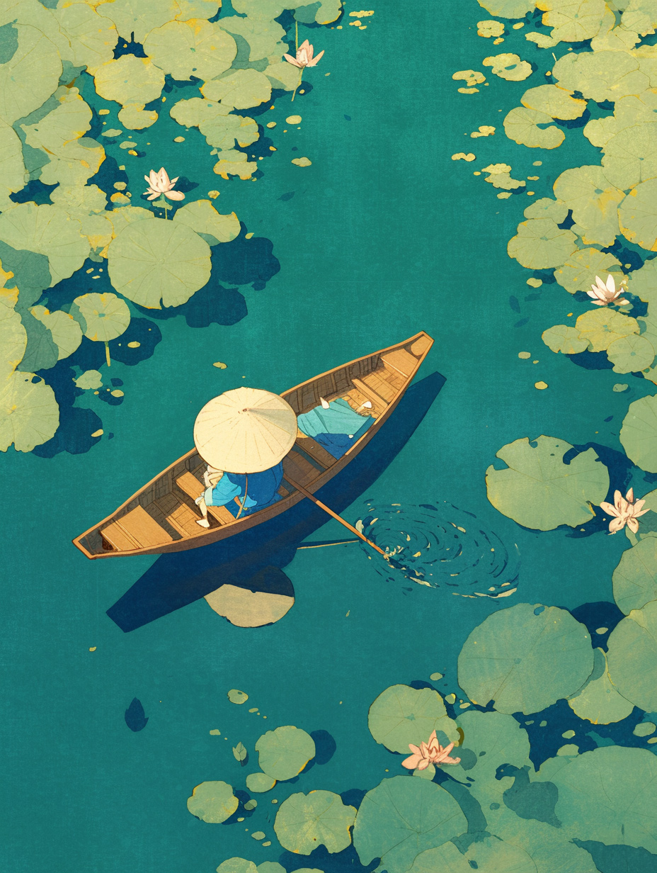 小清新插画-荷叶_周周12323-站酷ZCOOL