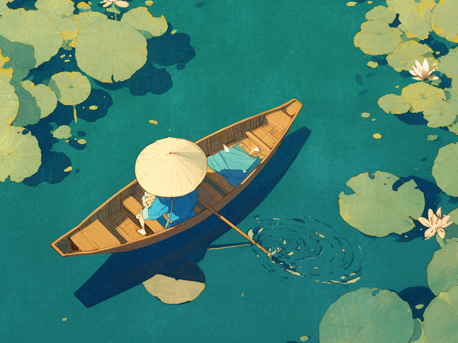 小清新插画-荷叶_周周12323-站酷ZCOOL