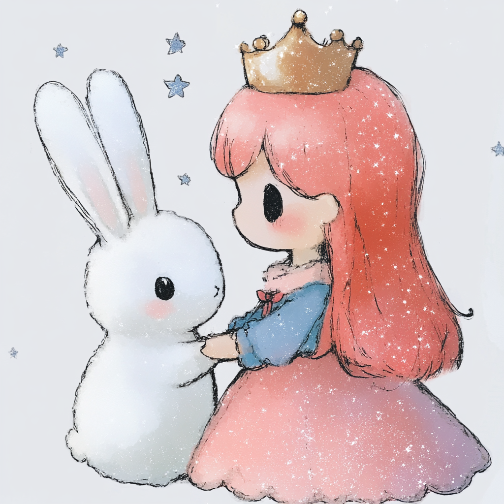 蜡笔艺术风格女孩和小动物_蛋蛋111111-站酷ZCOOL