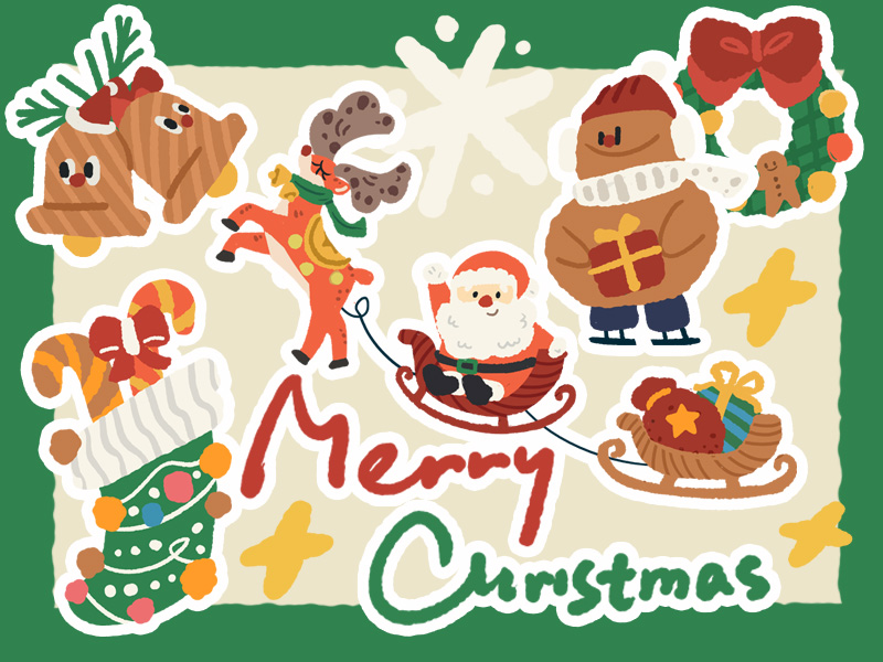 圣诞主题插画贴纸_Hyon研-站酷ZCOOL