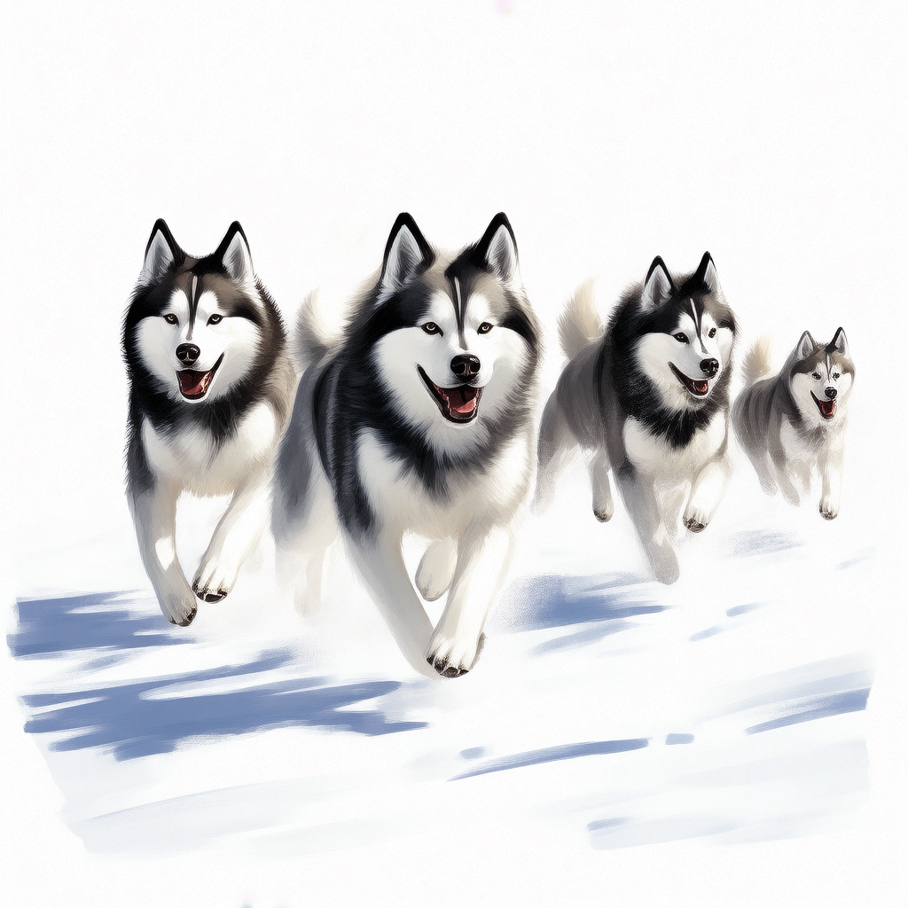 雪地里奔跑的雪橇犬_GGGboy-站酷ZCOOL