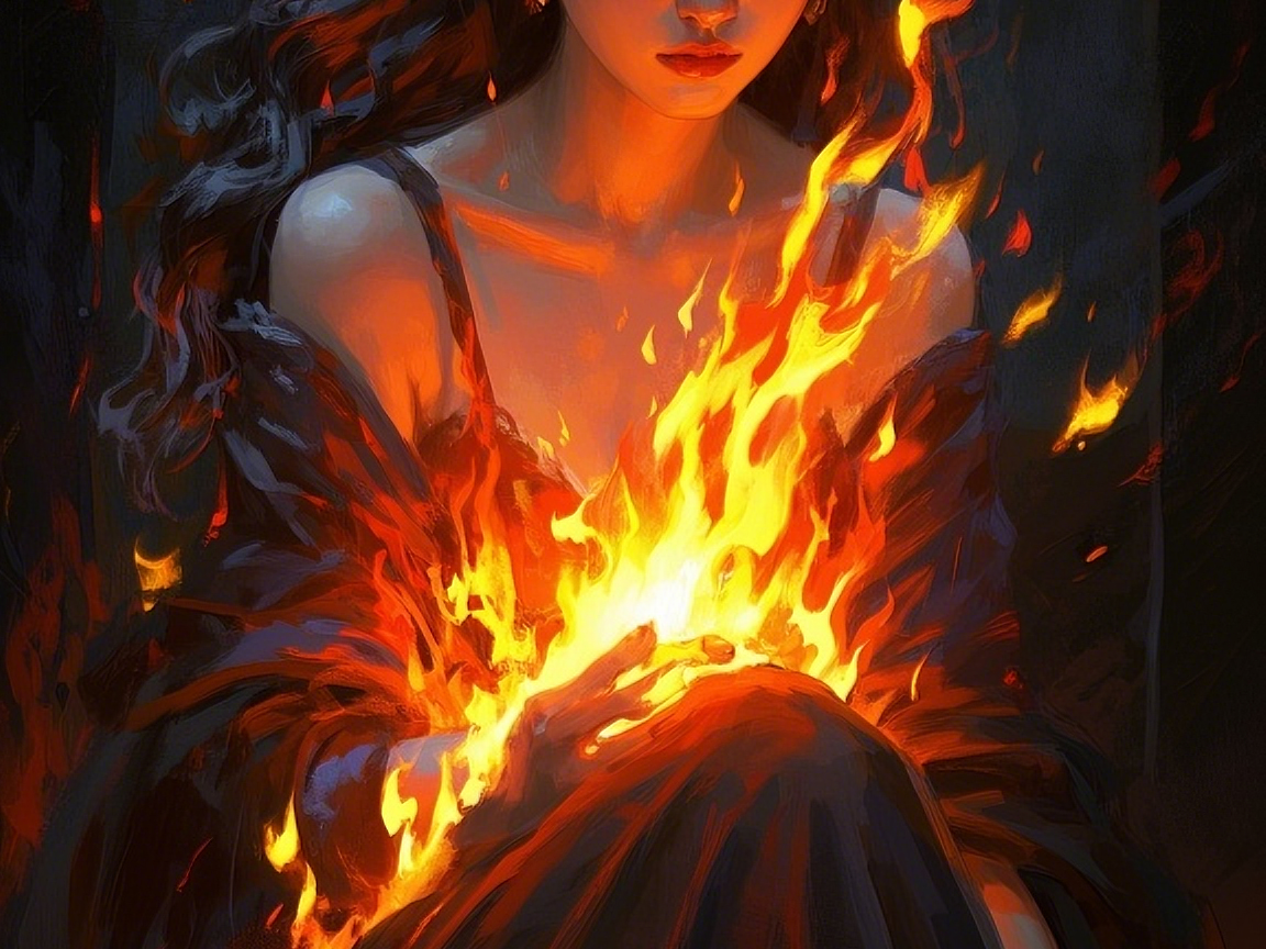 燃烧的女子画像_梨塔lks-站酷ZCOOL