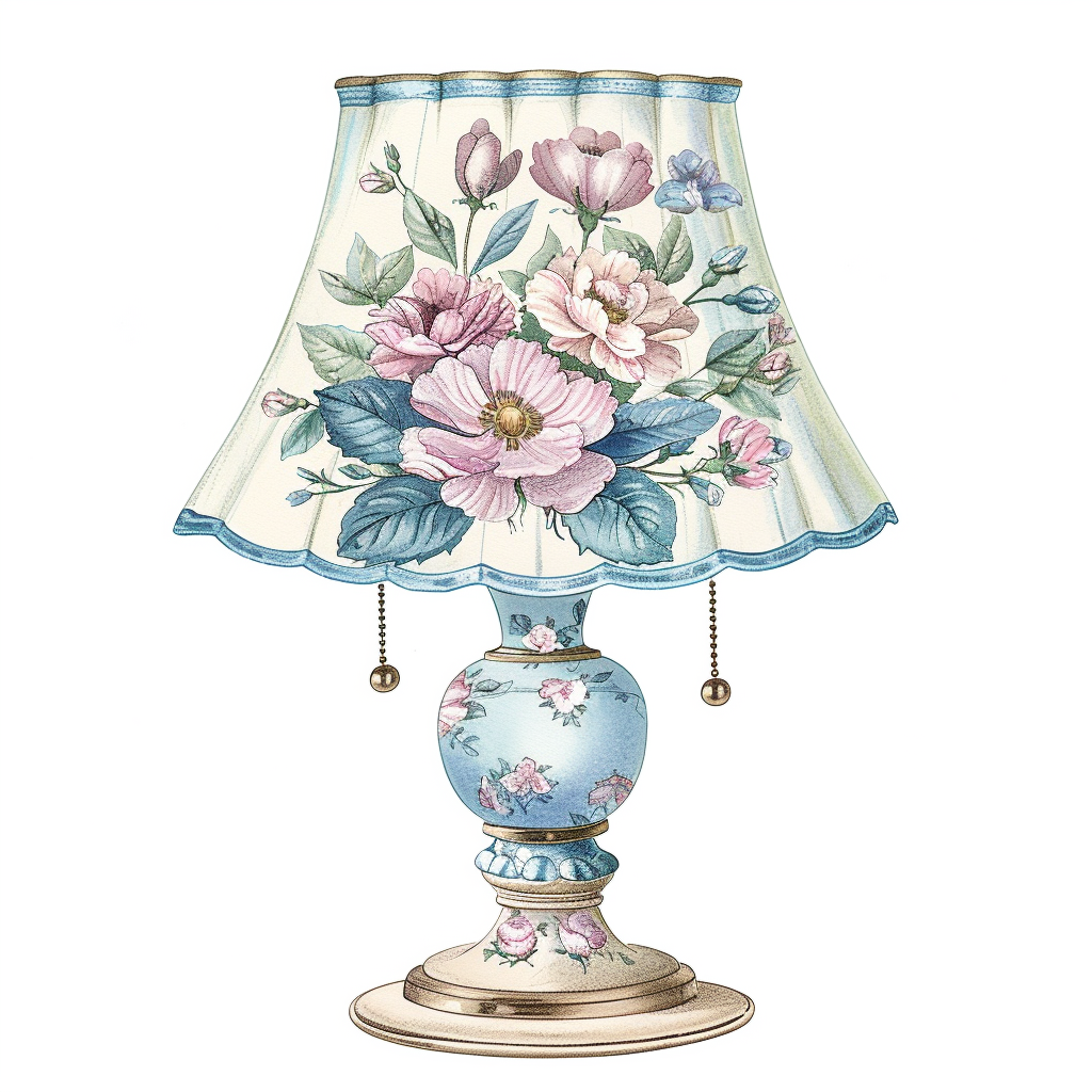 复古蓝色蝴蝶结台灯插画素材_阿柴柴柴99999-站酷ZCOOL