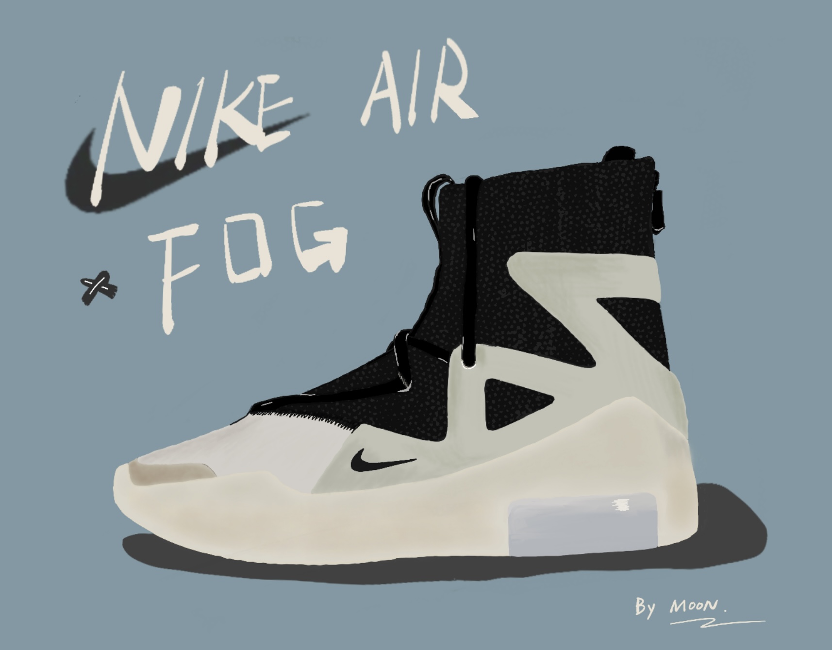 NIKE Air Fear of God 手绘_沐MOON-站酷ZCOOL