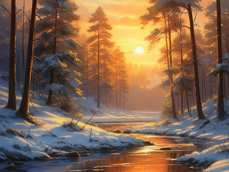 太阳出来了，晒化了的雪形成了一条溪流_Z433744292-站酷ZCOOL